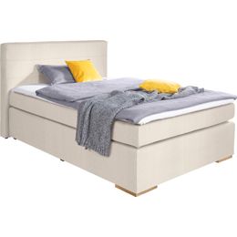 Boxspringbett Alina, B:153cm L:214cm, wei&szlig;, Struktur fein XBO (100% Polyester), Jugendzimmer, Komplettbetten, "Nikki", inklusive Matratze und Topper,