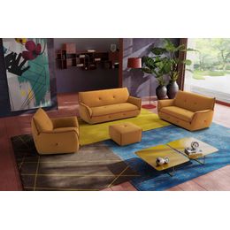 Polstergarnitur Egoitaliano, H:85cm T:90cm, orange, Sitzm&ouml;bel-Sets, "Yuki", Set, bestehend aus einem 2,5- und einem 2-Sitzer, Sessel und Hocker