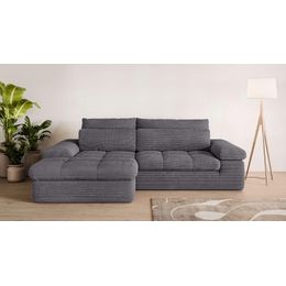 Ecksofa Home Affaire, B:274cm H:106cm T:203cm, grau, 83% Polyester, 17% Nylon, Wohnzimmer, Sofas, "ALVERIE mit Recamiere, moderne Steppung, Ma&szlig;e: