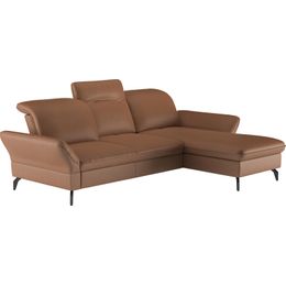 Sit & More Ecksofa SIT & MORE, B:267cm H:88cm T:200cm, braun, 100% Polyester, Wohnzimmer, Sofas, "Leandro L-Form", Wahlweise mit Bett-, Kopfteil - und