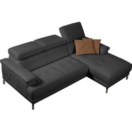 Ecksofa Egoitaliano, B:250cm H:99cm T:166cm, schwarz, Leder &raquo;BULL&laquo; (echtes Rindsleder). Geschliffenes, pigmentiertes und behandeltes Rindsleder mit