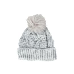 ZIGZAG Jungen Beanie "Rachel", grau, unifarben, 100% Polyacryl, M&uuml;tzen, mit w&auml;rmendem Strickmuster mit stylischer Bommel