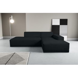 Ecksofa WERK2, B:264cm H:70cm T:188cmschwarz, 100% Polyester, Wohnzimmer, Sofas, "Apollo, hoher Sitzkomfort, aktuelles Design, Breite 264cm, L-Form",