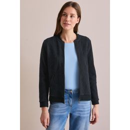 Cecil Damen Cardigan, blau, Gr. XXL, bedruckt, Web, 56% Baumwolle, 41% Polyester, 3% Elasthan, Strickjacken, mit Stehkragen