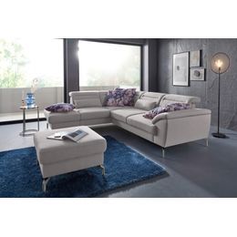 Sit & More Ecksofa SIT & MORE, B:270cm T:235cm, grau, Wohnzimmer, Sofas, "Percy L-Form", 15 cm Fu&szlig;h&ouml;he, Sitztiefenverstellung, wahlweise in 2 Fu&szlig;farben