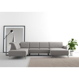 Sit & More Wohnlandschaft SIT & MORE, B:337cm H:84cm T:205cm, grau, Sofas, "Bailando U-Form", wahlweise mit Kopfteilverstellung und Vorziehsitz, motorisch