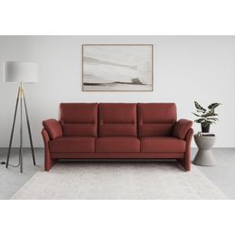 3-Sitzer DOMO collection, B:219cm H:95cm T:88cm, rot, 100% Polyester, Sofas, "Pina, schmale Armlehnen, mit Federkern, kompakt & elegant", Hoher