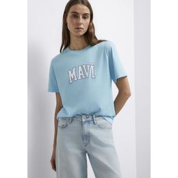 Mavi Damen T-Shirt "LOGO PRINTED T-SHIRT"aquamarine, Gr. XS, 100% Baumwolle, Shirts, Logo T-Shirt