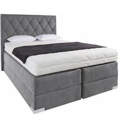 Boxspringbett, B:170cm L:212cm, grau, Westfalia Schlafkomfort, Bezug der Obermatratze: 100% Polyester, Bezug abnehm- und waschbar bis 60C;Unterbox