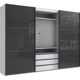 Schwebet&uuml;renschrank wimex, B:300cm H:216cm T:65cm, wei&szlig;, Schr&auml;nke, "Magic by fresh to go", tolles EXTRA: mit drehbarem TV-Element, Fronten aus Glas