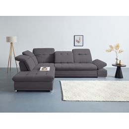 Ecksofa COTTA, B:310cm H:86cm T:265cm, grau, 90% Polyester, 10% Polyamid, Wohnzimmer, Sofas, "Holiday L-Form mit Sitztiefen-, Armteil- und