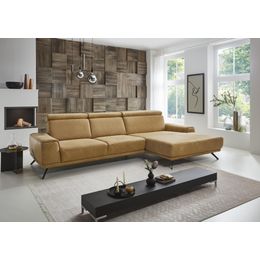 Ecksofa DIE PLANBAR, B:335cm H:89cm T:188cm, gelb, Wohnzimmer, Sofas, "PN-EM22041 L-Form", wahlweise motorisches Canape oder Sitztiefenverstellung