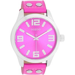 Oozoo Damen Quarzuhr, pink, Armbanduhren, Armbanduhr, Damenuhr, Herrenuhr, Lederarmband, &Oslash; 46mm