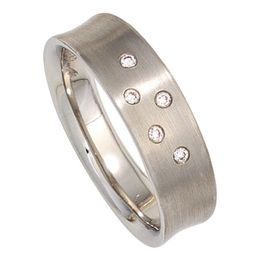 Jobo Damen Diamantring, 54, SI = kleine Einschl&uuml;sse, Diamanten Platin 950, grau, Diamanten, Platin 950, Fingerringe, 950 Platin mit 5 Diamanten