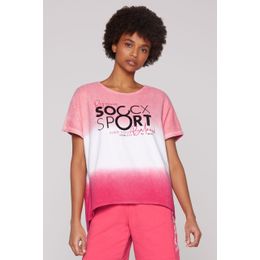 SOCCX Damen Rundhalsshirtlight coral pink, coral pink, Gr. XL, bedruckt, Sweatware, Material: 100% Baumwolle, Shirts, mit &uuml;berschnittenen Schultern