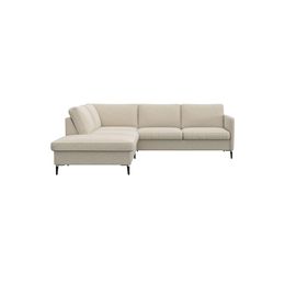 Ecksofa FLEXLUX, B:234cm H:85cm T:225cm, wei&szlig;, 100% Polyester, Wohnzimmer, Sofas, "Fiore, L-Form", schmale Armlehnen, F&uuml;&szlig;e Alu/schwarz, B/T