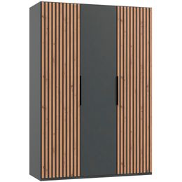 Dreht&uuml;renschrank wimex, B:150cm H:216cm T:58cm, schwarz, Schr&auml;nke, "Andorra by fresh to go", Mit 3D-Leisten f&uuml;r Akustikpaneel-Optik