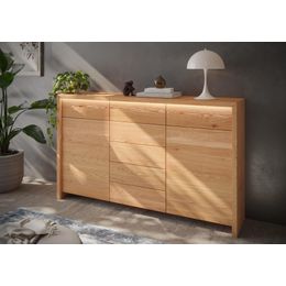 Kombikommode Home Affaire, T:41cm, braun, Schlafzimmer, Sideboards, "L&eacute;opoldine", Kommode aus Kernbuche, Breite 188cm, inkl. LED-Beleuchtung