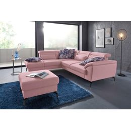 Sit & More Ecksofa SIT & MORE, B:270cm T:235cm, rosa, Wohnzimmer, Sofas, "Percy L-Form", 15 cm Fu&szlig;h&ouml;he, Sitztiefenverstellung, wahlweise in 2 Fu&szlig;farben