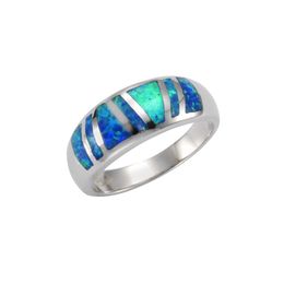 Vivance Damen Fingerring "925/- Sterling Silber synth. Opal", 054 (17,2), Silber 925 (Sterlingsilber), wei&szlig;, Silber 925 (Sterlingsilber), Fingerringe