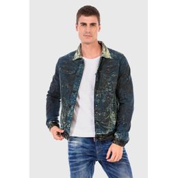 Cipo & Baxx CIPO & BAXX Herren Jeansjacke "Jacke", blau, Gr. L, bedruckt, 98% Baumwolle, 2% Elasthan, Jacken, mit Allover-Print