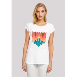 F4NT4STIC Damen T-Shirt "Berg Sonnenuntergang Geometrisch", wei&szlig;, Gr. L, Obermaterial: 100% Baumwolle, Shirts, Premium Qualit&auml;t