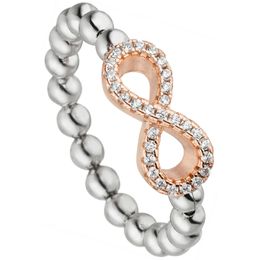 Jobo Damen Fingerring "Ring Unendlichkeit mit 29 Zirkonia", 58, Silber 925 (Sterlingsilber) Silikon, silber, Silber 925 (Sterlingsilber), Silikon,