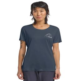 Jack Wolfskin Damen T-Shirt "PEAK GRAPHIC T W"newmountain, midnightsky, Gr. XL, Obermaterial: 100% POLYESTER, Shirts