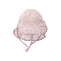 Liliput Baby Strickm&uuml;tze "Bl&uuml;mchen", rosa, Gr. 12, gebl&uuml;mt, 100% Baumwolle, M&uuml;tzen, mit praktischem Nackenschutz