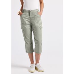 Street One Damen 3/4-Hose, gr&uuml;n, Gr. 46, unifarben, Web, 98% Baumwolle, 2% Elasthan, Hosen, mit seitlichen Einschubtaschen