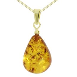 OSTSEE-SCHMUCK Damen Kette und Anh&auml;nger Set "- Tropfen ca. 17 mm lang - Gold 333/000 - Bernstein", 42, gold, Gelbgold 333, Schmuck_Sets