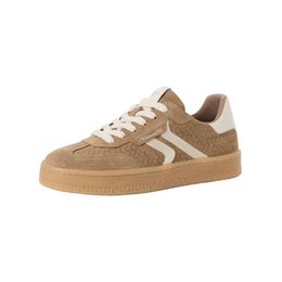 Tamaris Damen Plateausneaker "Tamaris Sneaker Veloursleder", Gr. 39taupe, Veloursleder, Schuhe