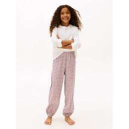 M&auml;dchen Schlafanzug "CUFFED PJAMA SET GIFTING", Tommy Hilfiger Underwear, Gr. 164ivory silk, mini plaid ivory silk, Jersey, Obermaterial: 100%