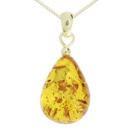 OSTSEE-SCHMUCK Damen Kette und Anh&auml;nger Set "- Tropfen ca. 20 mm lang - Gold 333/000 - Bernstein", 42, gold, Gelbgold 333, Schmuck_Sets