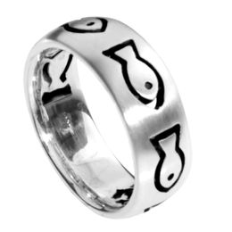 OSTSEE-SCHMUCK Damen Fingerring "- Fisch - Silber 925/000 -", 58, silber, Fingerringe