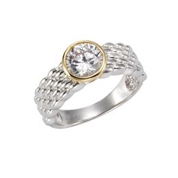 Vivance Damen Fingerring "925 Silber zweifarbig Zirkonia wei&szlig;", 062 (19,7), Silber 925 (Sterlingsilber), bunt, Silber 925 (Sterlingsilber),