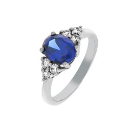 Vivance Damen Fingerring "925/- Sterling Silber rhodiniert Zirkonia wei&szlig; und blau", 056 (17,8), Silber 925 (Sterlingsilber), wei&szlig;, Silber 925