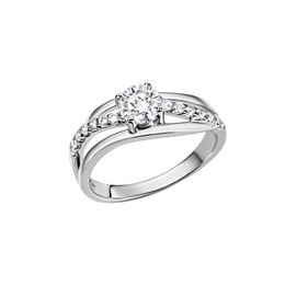 ZEEme Damen Fingerring "Silber 925 rhodiniert mit Zirkonia wei&szlig;", 054 (17,2), Silber 925 (Sterlingsilber), wei&szlig;, Silber 925 (Sterlingsilber),