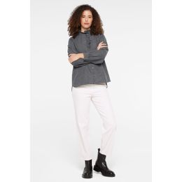 Damen Langarmbluse, grau, Gr. S, SENSES.THE LABEL, unifarben, Denim/Jeans, Material: 100% Baumwolle, Blusen, aus Baumwolle