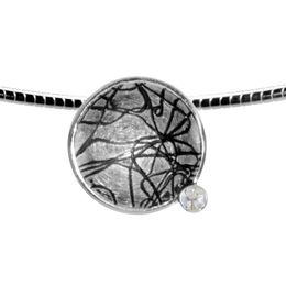 OSTSEE-SCHMUCK Damen Kette mit Anh&auml;nger "- Gleiter Runo 16 mm-Sarah Vicenza - Silber 925/000 - Zirkonia", 50, Silber 925 (Sterlingsilber), silber,