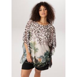 ANISTON PLUS Damen Blusenshirt, bunt, Gr. 46, gemustert, Netz, Obermaterial: 95% Polyester, 5% Elasthan. Futter: 100% Polyester, Shirts, sanft