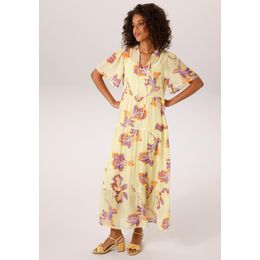 Aniston CASUAL Damen Sommerkleid, bunt, Gr. 46, bedruckt, Georgette, Obermaterial: 100% Polyester. Futter: 100% Polyester, Kleider, mit grafischen