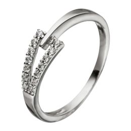 Jobo Damen Goldring, 54, Wei&szlig;gold 333, wei&szlig;, Wei&szlig;gold 333, Fingerringe, 333 Wei&szlig;gold mit Zirkonia