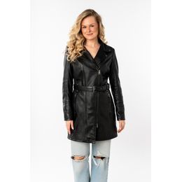 Mauritius Damen Ledermantel "SENEKA2", schwarz, Gr. XL, unifarben, Obermaterial: 100% Lammleder. Futter: 100% Baumwolle. Kapuze: 55% Polyester, 45%
