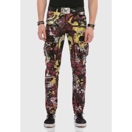 Cipo & Baxx CIPO & BAXX Herren 5-Pocket-Jeans "Jeans", rot, Gr. 30, gemustert, 98% Baumwolle, 2% Elasthan, Jeans, mit farbenfrohem Print