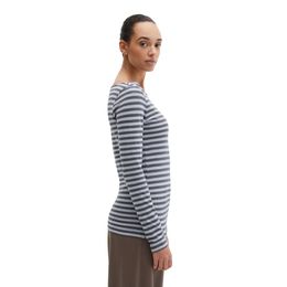 Marc O'Polo MARC O'POLO Damen Langarmshirt "aus Slubjersey"medium blau, Basic, Gr. S, gestreift, Obermaterial: 100% Baumwolle, Shirts