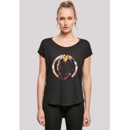 F4NT4STIC Damen T-Shirt "Long Cut T-Shirt 'Marvel Iron Man Montage Symbol'", schwarz, Gr. S, Obermaterial: 100% Baumwolle, Shirts, Damen,Premium