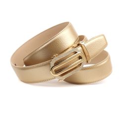 Anthoni Crown Damen Lederg&uuml;rtel, gold, Gr. 75, unifarben, Rindsleder, G&uuml;rtel, Bombiert, helle Innenseite