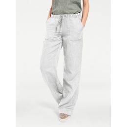 Heine Damen Schlupfhose, wei&szlig;, Gr. 21, unifarben, 55% Baumwolle, 45% Leinen, Hosen