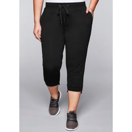 sheego Damen Sweathose, schwarz, Gr. 40, unifarben, 70% Viskose, 26% Polyamid, 4% Elasthan, Hosen